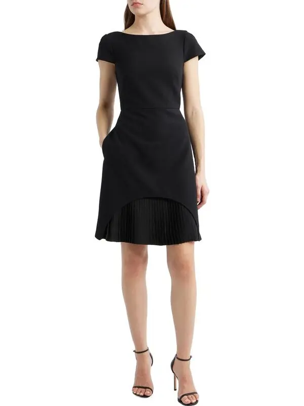 Vince Camuto Stretch Crepe Cocktail Dress - Black