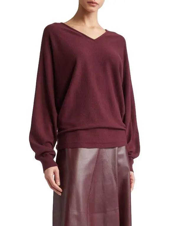 FFORME Rosa V-neck Wool And Cashmere Blend Sweater - Bordeaux