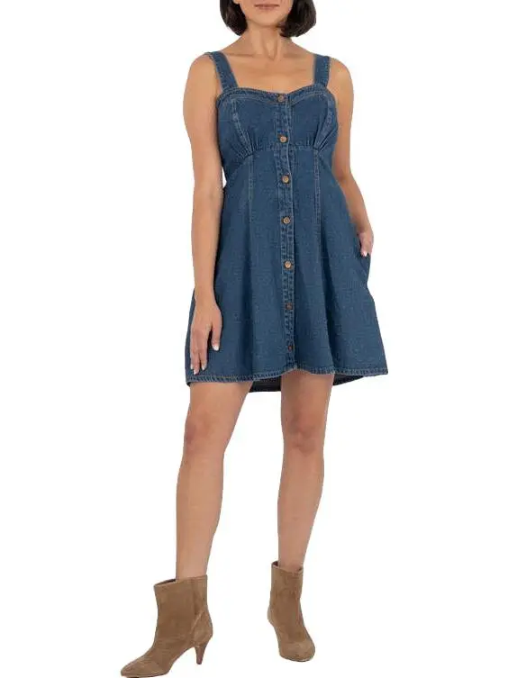 Kut From The Kloth Emiko Sweetheart Neck Denim Minidress - Dark Wash