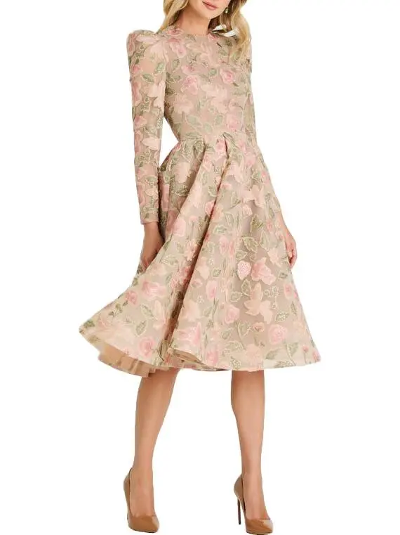HELSI Anastasia Sequin Floral Fit & Flare Cocktail Dress - Rose/green Floral