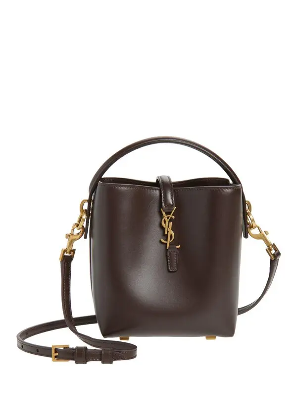 Saint Laurent Mini Le 37 Leather Bucket Bag - Dark Sweet Choco