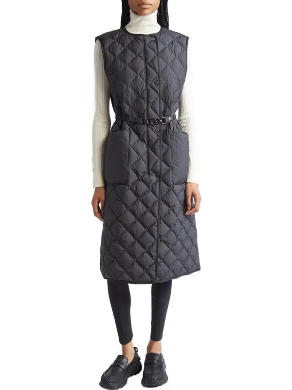 Moncler Butor Diamond Quilted Long Down Vest - Black