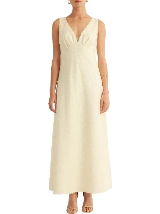 AROSE STUDIO Leilani Embellished Sleeveless Maxi Dress - Cream