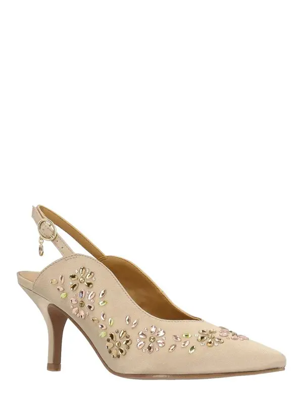 J. Reneé Solara Pointed Toe Slingback Pumps - Beige