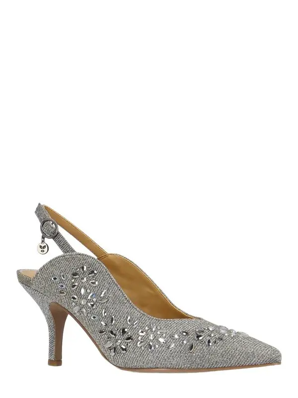 J. Reneé Solara Pointed Toe Slingback Pumps - Pewter