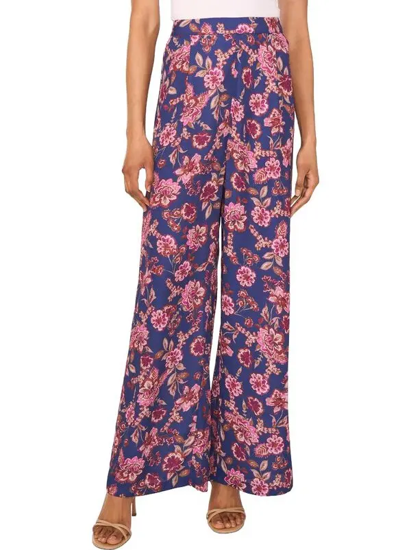 Vince Camuto Floral Wide Leg Pants - Deep Sky