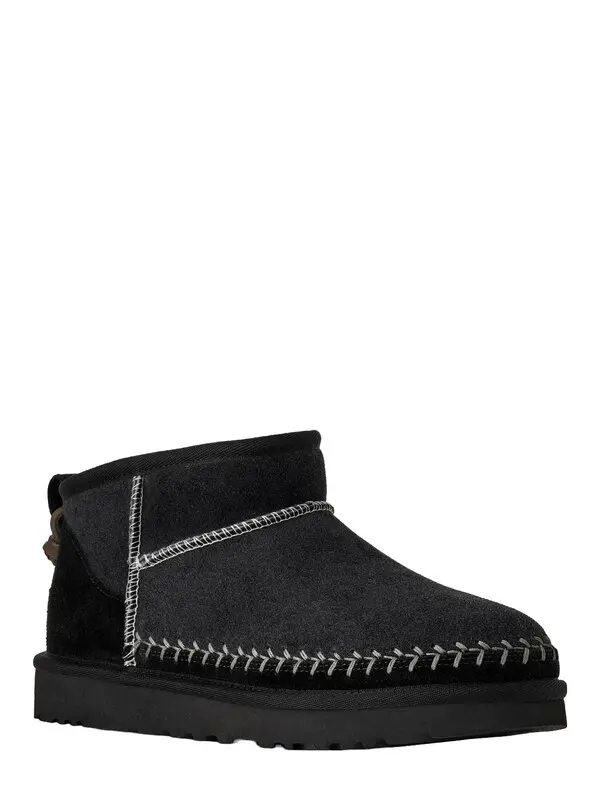 UGG Classic Ultra Mini Genuine Shearling Lined Bootie - Black
