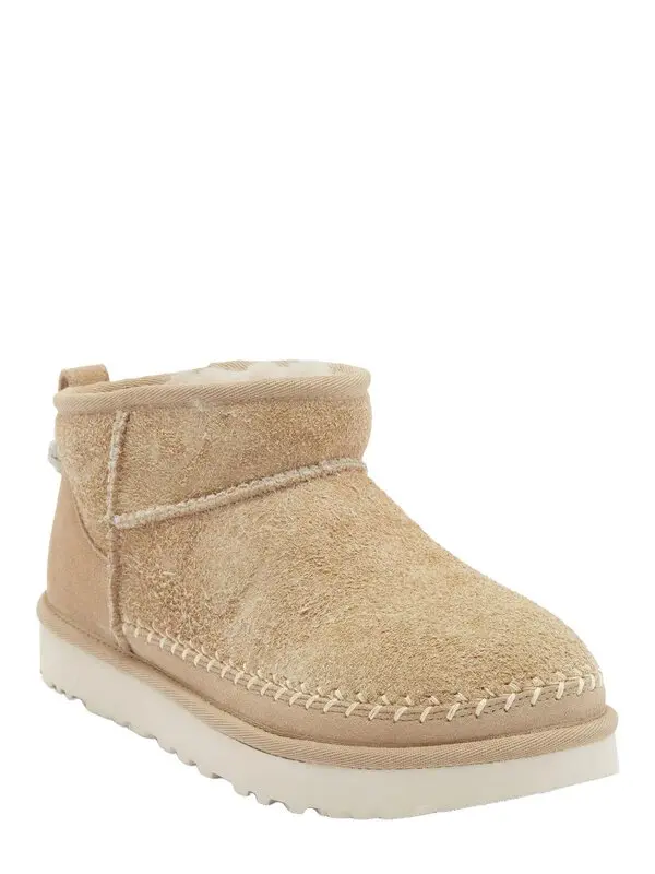 UGG Classic Ultra Mini Genuine Shearling Lined Bootie - Mustard Seed