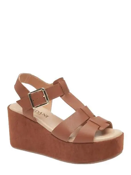 Cordani Jordynn Ankle Strap Platform Wedge Sandal - Cuoio