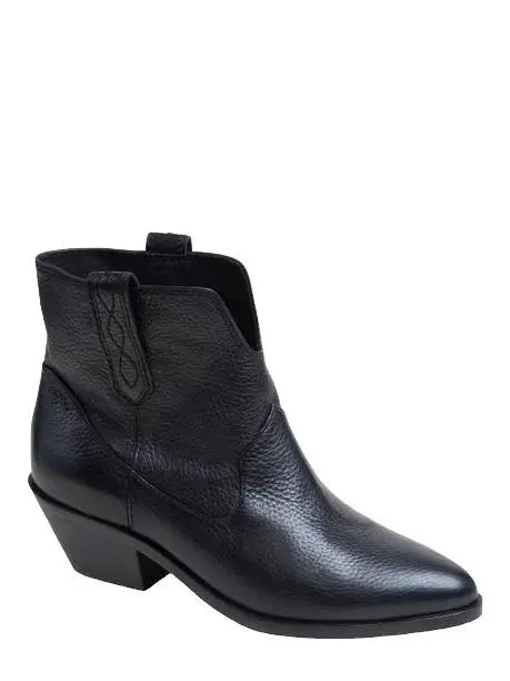Linea Paolo Witt Western Booties - Black Tumbled Leather