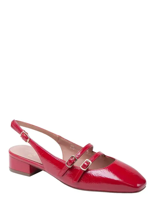 Linea Paolo Cassianx Slingback Mary Jane Pumps - Lipstick Red Wr Patent