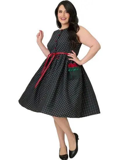SMAK PARLOUR Tulip Pocket Swing Dress - Black Rose