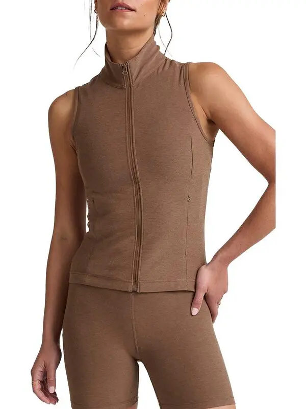 Beyond Yoga Venice Zip Vest - True Chocolate Heather