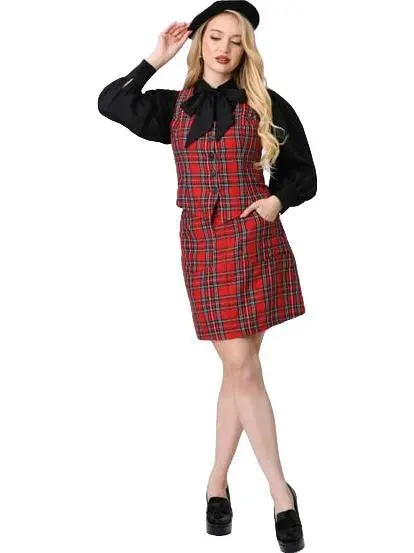 SMAK PARLOUR A-line Mini Skirt - Red Plaid