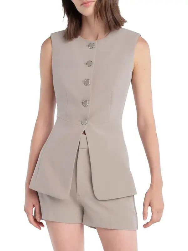 FAVORITE DAUGHTER The Clocking In Long Vest - Soft Taupe