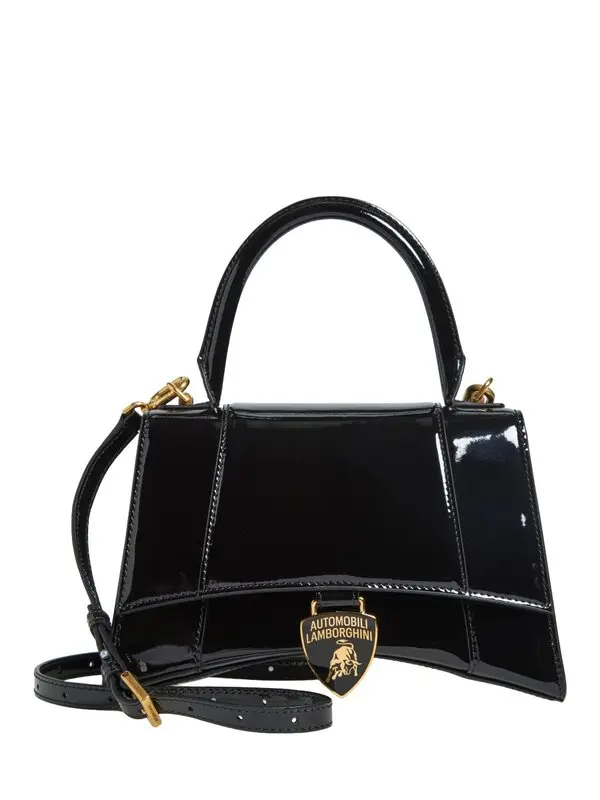 Balenciaga X Automobili Lamborghini Small Hourglass Patent Leather Bag - 1000 Black