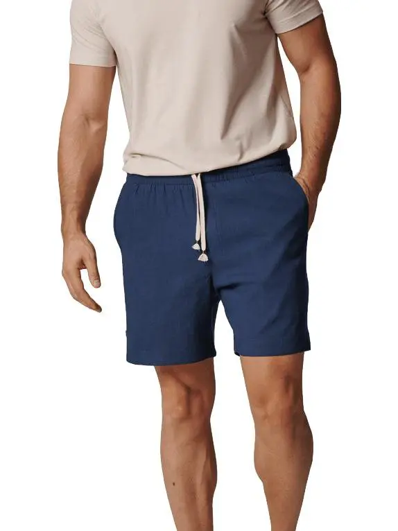 LEISURE LAB Linen Blend Shorts - Indigo