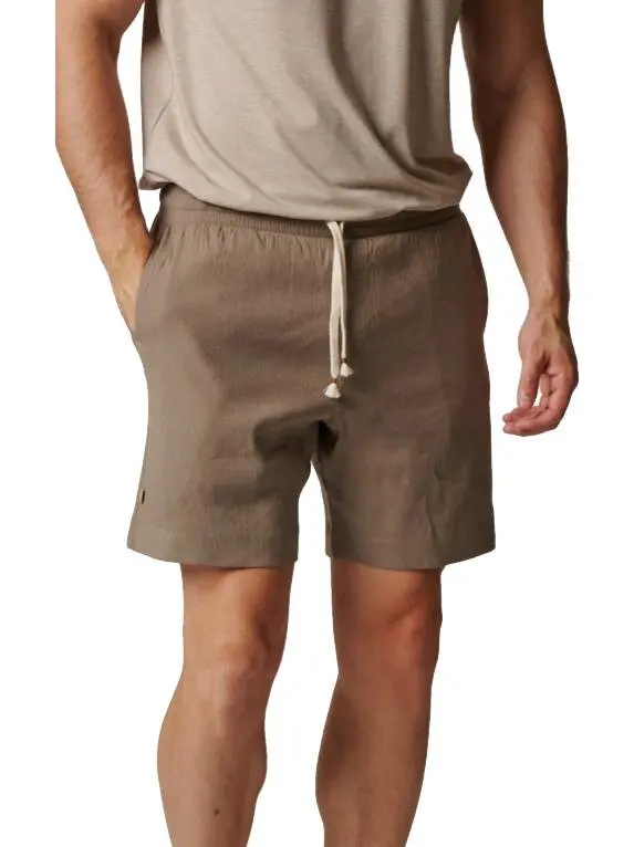 LEISURE LAB Linen Blend Shorts - Olive