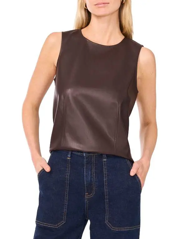 Vince Camuto Faux Leather Tank - Chocolate