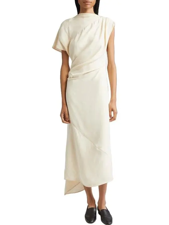 Proenza Schouler Hallie Hammered Viscose Asymmetric Hem Dress - Champagne