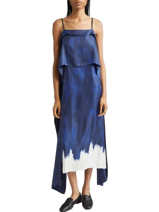 Proenza Schouler Wilma Abstract Print Layered Silk Dress - Cobalt Multi
