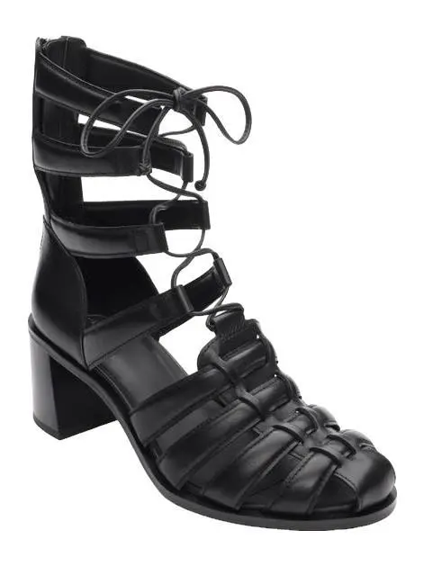 Ash Lace-up Gladiator Sandals - Black