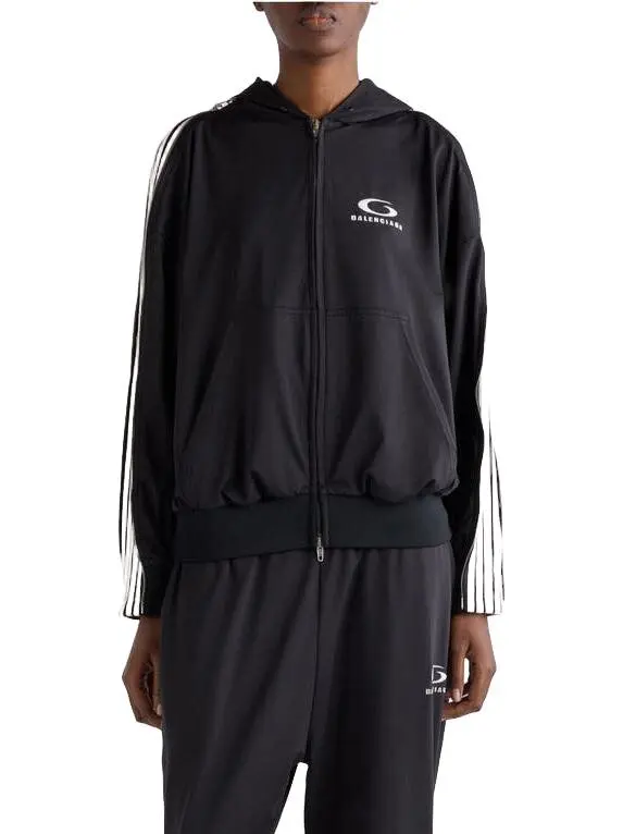 Balenciaga Loop Sports Icon Full Zip Hoodie - Black/white