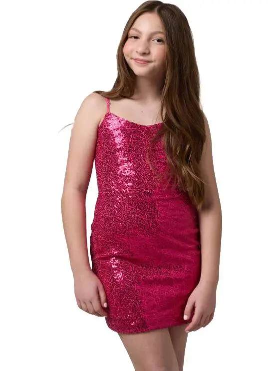 UN DEUX TROIS Sequin Mini Dress - Fuchsia Pink