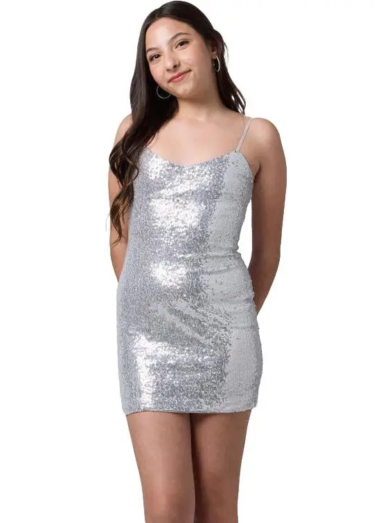 UN DEUX TROIS Sequin Mini Dress - Silver