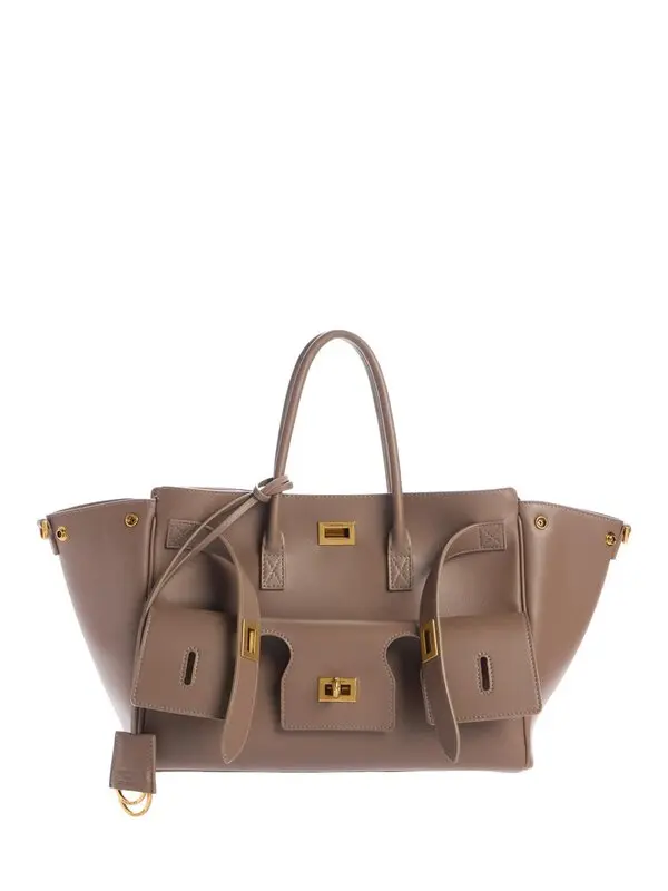 Balenciaga Bel Air Small Leather Carry All Tote - 2909 Taupe