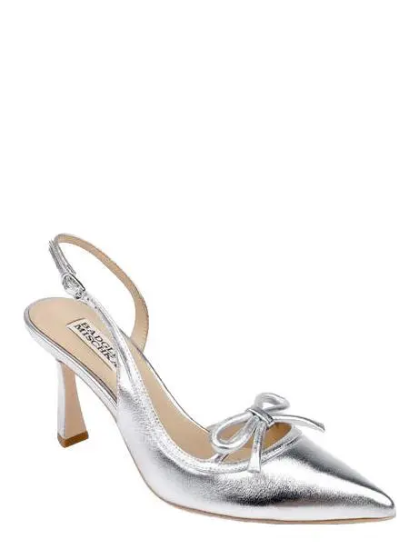 Badgley Mischka Georgie Slingback Pumps - Silver Leather