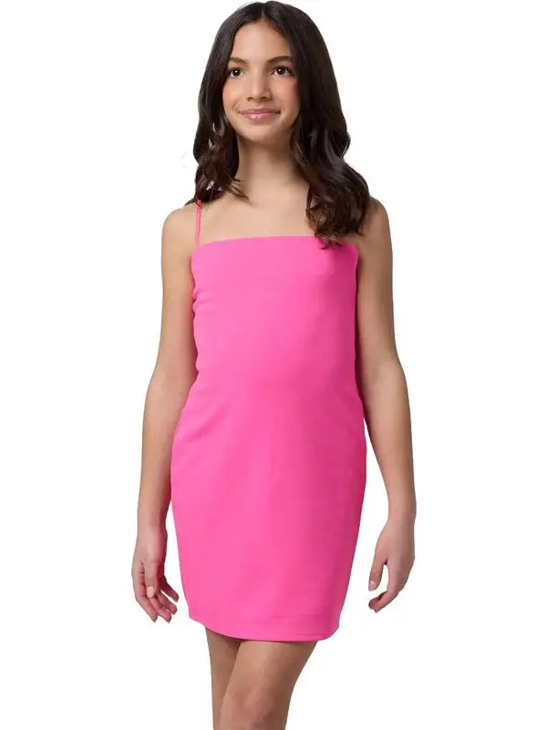 UN DEUX TROIS Stretch Crepe Fitted Mini Dress - Hot Pink