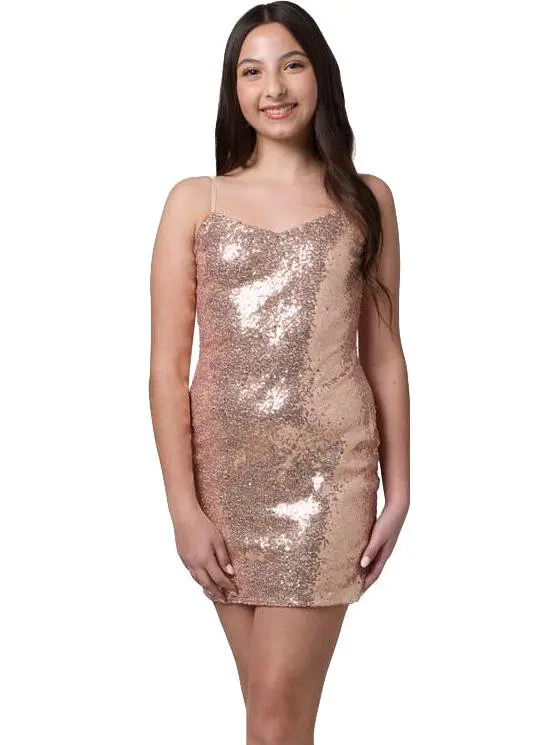 UN DEUX TROIS Sequin Mini Dress - Blush