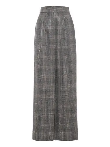 Brunello Cucinelli Prince Of Wales Virgin Wool Skirt - Anthracite