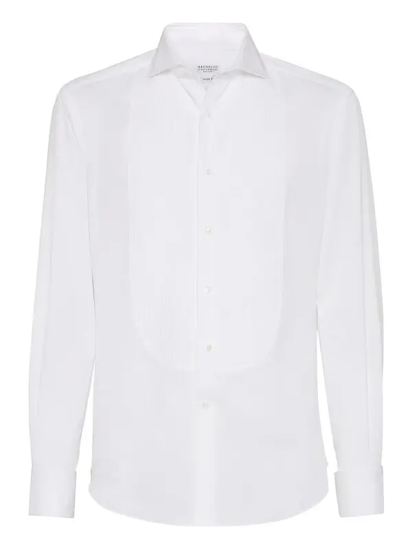 Brunello Cucinelli Tuxedo Shirt With Pleating - White