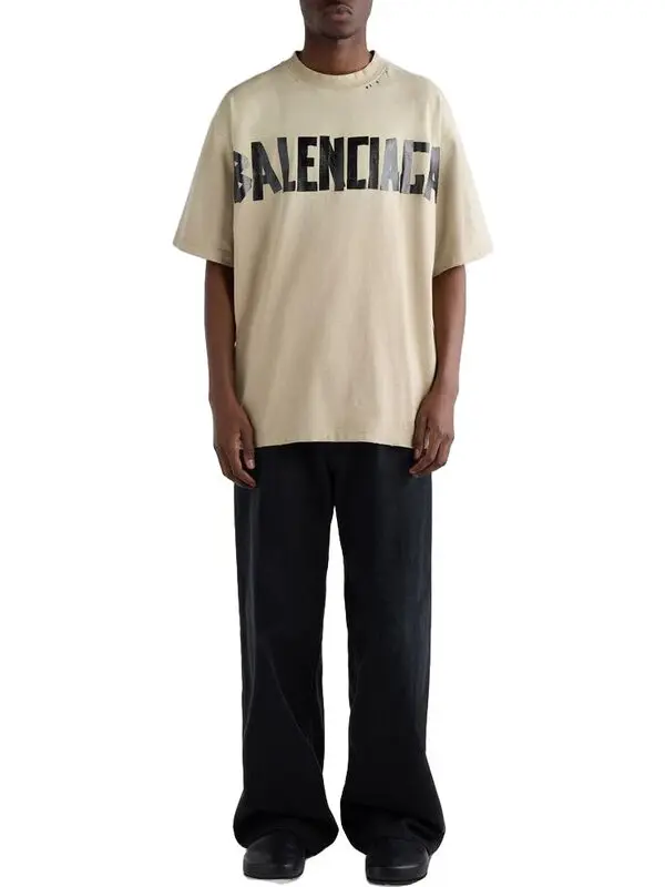 Balenciaga Fit Tape Type Logo Graphic T-shirt - Beige