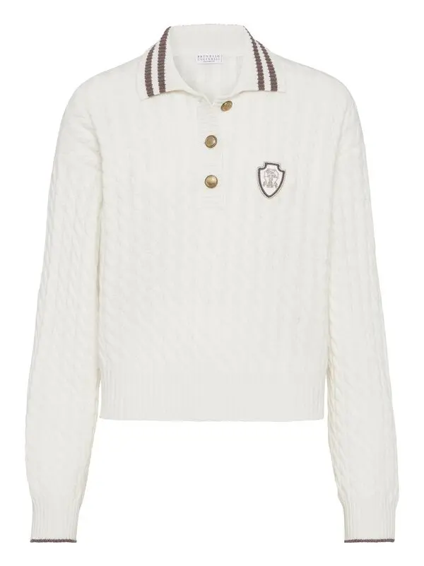 Brunello Cucinelli Cashmere Knit Polo Shirt With Logo - Panama