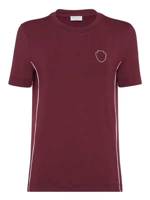 Brunello Cucinelli Jersey T-shirt With Logo - Amaranth
