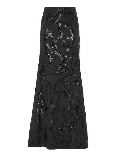 Brunello Cucinelli Floral Sequined Embroidered Skirt - Black
