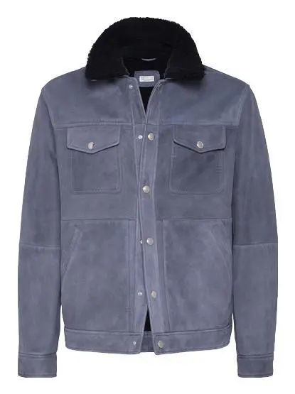 Brunello Cucinelli Curly Shearling Jacket - Denim