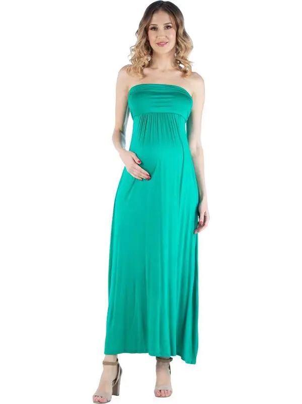 24SEVEN COMFORT APPAREL Maternity Sleeveless Maxi Dress - Green