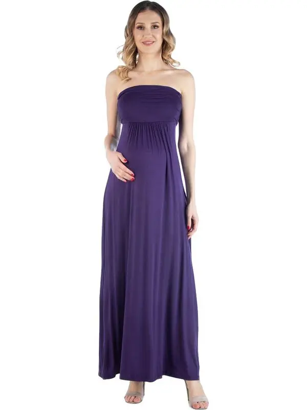 24SEVEN COMFORT APPAREL Maternity Sleeveless Maxi Dress - Purple
