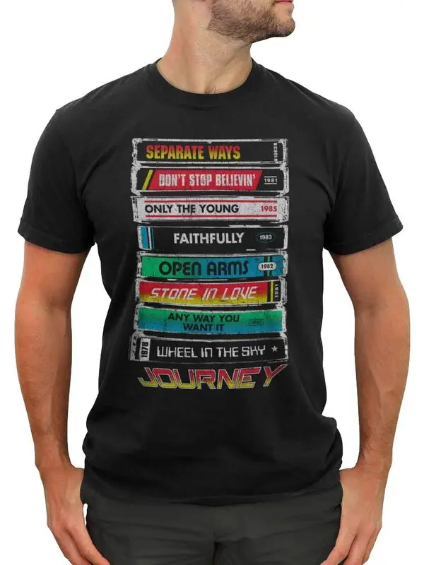 JOURNEY Tape Deck Stack Graphic T-shirt - Black