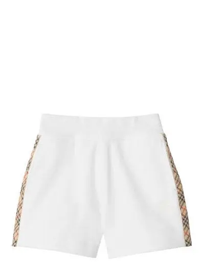 Burberry Check Trim Cotton Shorts - White