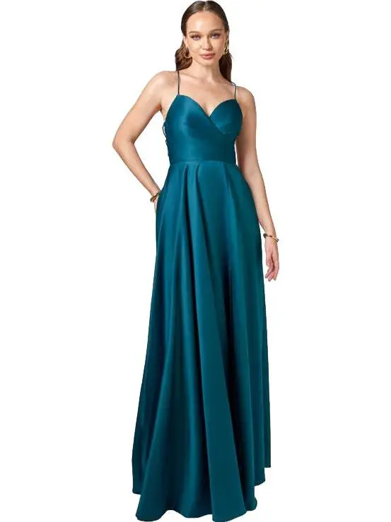 BARIANO Hanna Open Back A-line Gown - Emerald