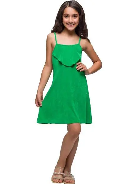 24SEVENKID Shimmery Spaghetti Strap Knee Length Dress - Green