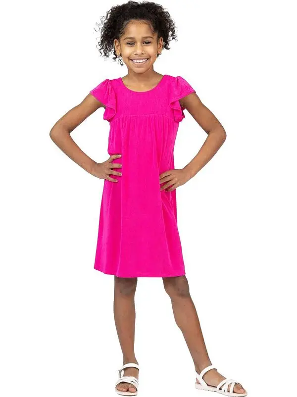 24SEVENKID Babydoll Dress With Ruffle Cap Sleeves - Pink