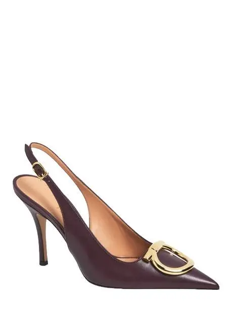 FERRAGAMO Sara Pointed Toe Slingback Pump - Oxblood