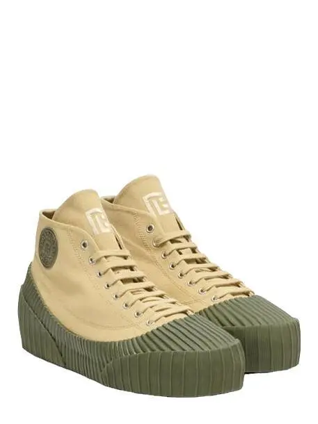 Balmain Riff Low Canvas Sneakers - Beige