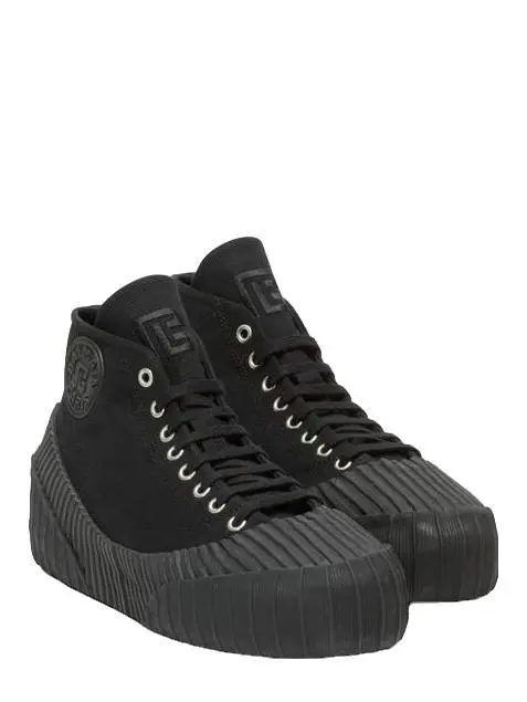 Balmain Riff Low Canvas Sneakers - Black